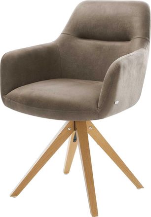 DELIFE Polsterstuhl Pejo-Flex Holzgestell kantig Natur Mikrofaser Taupe Vintage Taschenfederkern