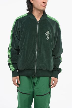 Amiri Velour Track Sweatshirt RAIN FOREST with Side Tape Stripes Amiri