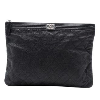 Chanel Pre-owned Quilted Caviar Leather Clutch - - Pre-owned - Damen - Schwarzk - ONE SIZE