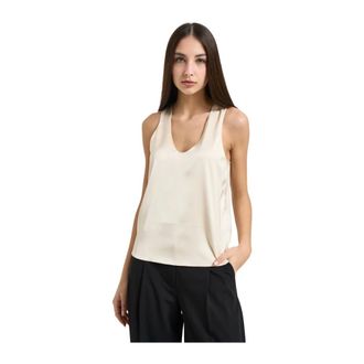 Patrizia Pepe Femme, Blouses et Chemises, Beige, Taille: 38 FR Top en satin