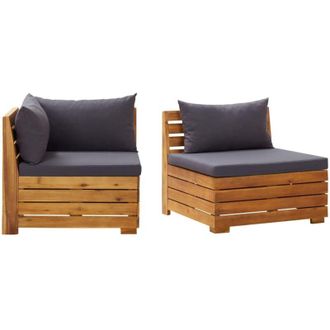 vidaXL vidaXL Salon de jardin 2 pcs avec coussins Bois dacacia solide