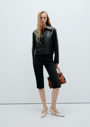 Mango Veste effet peau de croco noir - Femme - XXS - MANGO