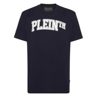 Philipp Plein Homme, Tops, Bleu, Taille: 4XL T-Shirt Col Rond College