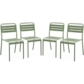 Sweeek Lot de 4 chaises de jardin acier. 4 places. vert. Amelia. L44 x P52 x H79cm