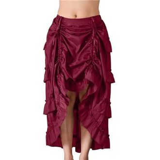 Generic Jupe Medievale Femme Ourlet Irr&eacute;gulier, Jupe Femme &Agrave; Volants Pliss&eacute;e Pirate Gothique Vintage Style Victorienne D&eacute;contract&eacute;s Classique Chic Et &Eacute;l&eacute;gant 