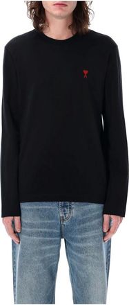 Ami Homme, Tops, Noir, Taille: L T-shirt &agrave; manches longues rouge