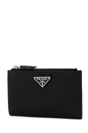 Prada Mens Black Leather Card Holder Nero Vitello Portafogli Wallet