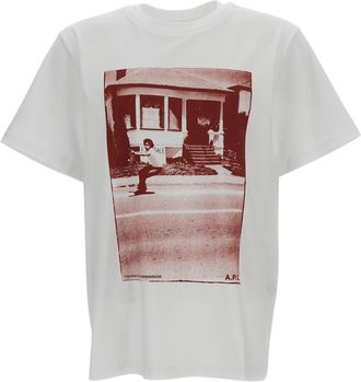 A.P.C. A.p.c., Homme, Tops, Blanc, Taille: S Maglietta girocollo