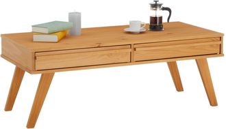 IDIMEX Couchtisch Jona mit 2 Schubladen im Skandi Look, moderner Beistelltisch mit Holzfüßen, eleganter Sofatisch aus massiver Kiefer in braun