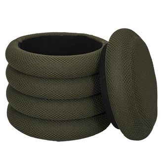 The Home Deco Factory HD0427 Pouf Rangement Atome Kaki - Design &Eacute;l&eacute;gant pour Salon ou Chambre - Confort et Polyvalence - Taille 37x42x37 cm - Couleur Kaki