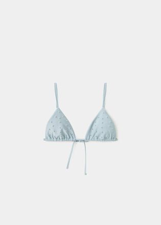 Mango Haut bikini triangle avec d&eacute;tails brillants gris clair/pastel - Femme - XS - MANGO