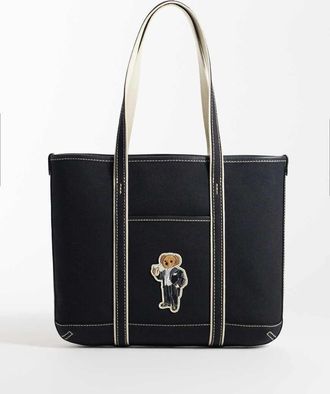 Polo Ralph Lauren kleine Tote-Bag mit B&auml;renmotiv in Schwarz