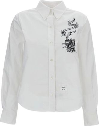 Thom Browne Femme, Blouses et Chemises, Blanc, Taille: 38 FR Chemise &agrave; Manches Longues Broderie