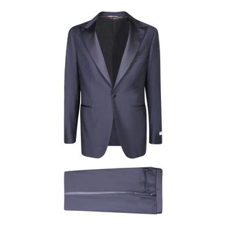 Canali Einreihiger Wollanzug mit fallendem Revers - - Suits - Herren - Blau - 3XL