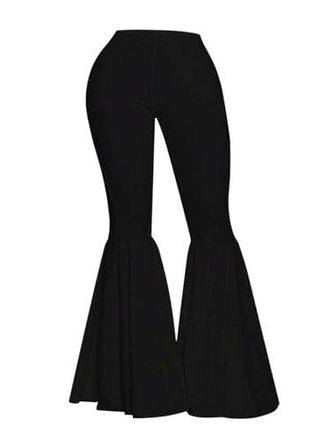 SOLY HUX Pantalon pliss&eacute; &eacute;l&eacute;gant pour femme - Grandes tailles - Pantalon de danse large - Pantalon de f&ecirc;te - Pantalon de loisirs - Pantalon stretch, Noir, XXL