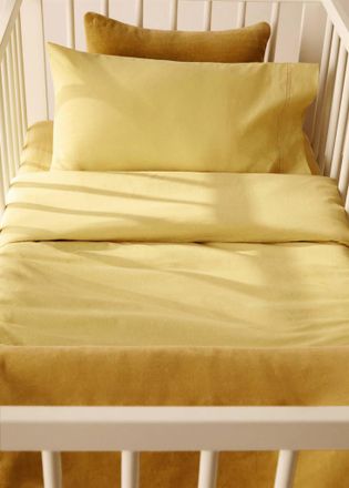Mango Housse de couette berceau en coton lav&eacute; double surpiq&ucirc;re moutarde - Home - 100x120cm - MANGO HOME