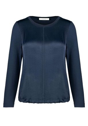 bianca Rundhalsshirt CHARLINE aus modernem Materialmix in zeitlosem deep sea