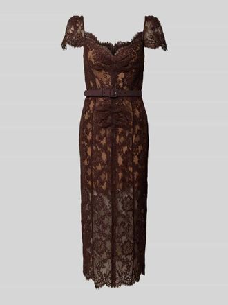 Self Portrait Midikleid mit Allover-Spitzenbesatz