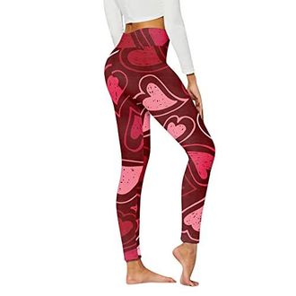 Generic Legging pour femme pour la Saint-Valentin 2026 - Imprim&eacute; mignon - D&eacute;contract&eacute; et confortable - Pour la maison, rose vif, S