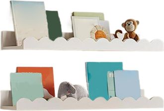 Generic Schwimmende B&uuml;cherregale - Premium-Design in, Wandveranstalter, moderner St&auml;nder | 2 St&uuml;ck B&uuml;cherregal mit gebogenem Rand mit dekorativem Charme, viel