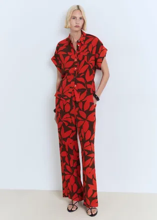 Mango Kurzärmliges Printhemd rot - Damen - XS - MANGO