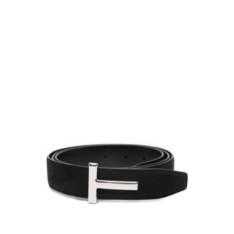 Tom Ford Homme, Accessoires, Noir, Taille: 95 CM T Buckle Flat Belt