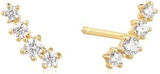Ania Haie Boucles doreilles Miss TWINKLE pour femme en argent sterling 925 plaqué or 14 carats, serties de 8 zircons, dimensions 10,3 x 3,3 mm, avec emballage c
