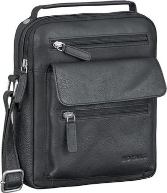 Royalz Chandler sac &agrave; bandouli&egrave;re moderne pour homme petit cuir - parfait comme sac &agrave; main pour hommes pour un usage quotidien, Couleur:Noir