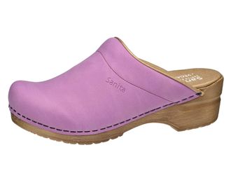 Sanita | Segan offener Clog | Original handgemacht für Damen | Microfaser Schuhschaft Vegane Wahl | Anatomisch geformtes Fußbett mit weichem Schaum | Dunkelr