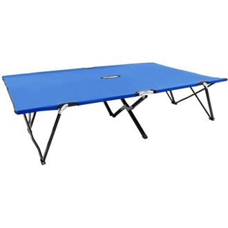 vidaXL Vidaxl - Chaise longue pliable 2 places Bleu Acier