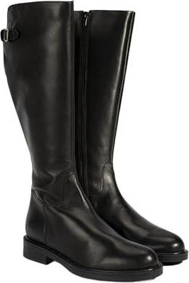 Desa Bottes déquitation pour Femme - Tige en Cuir, Doublure Textile, à Enfiler, Talon Plat, résistantes à la Neige | Noir - 38