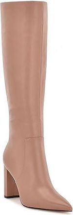 Nine West Bottes mi-hautes Danee pour femme, Cuir brun pêche, 35 EU