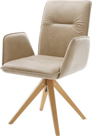 DELIFE Polsterstuhl Vinja-Flex Holzgestell kantig Natur Mikrofaser Beige Vintage