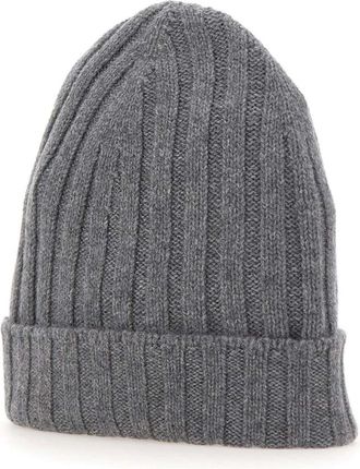Gran Sasso Homme, Accessoires, Gris, Taille: 50 CM Ribbed Cashmere Beanie