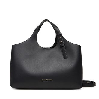 Tommy Hilfiger Handtasche Tommy Hilfiger Th Logo Satchel AW0AW18282 Schwarz