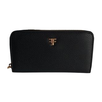 Fracomina Femme, Accessoires, Noir, Taille: ONE Size Portefeuille Noir en Éco-Cuir à Fermeture Éclair