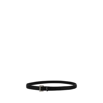 Saint Laurent Mens Black Lamb Ovis Aries Thin Belt