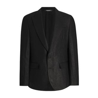 Dolce & Gabbana Einreihiger Leinenblazer - - Jackets - Herren - Schwarzk - L