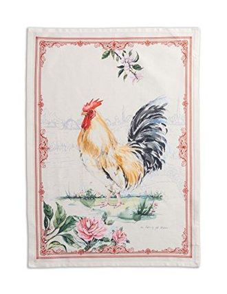 Maison d'Hermine Campagne Lot de 2 torchons de Cuisine 100% Coton Super Doux, tr&egrave;s absorbants, de qualit&eacute; h&ocirc;teli&egrave;re, s&eacute;chage Rapide, torchons de Bar Printemps/&eacute;t&eacute; (Coq