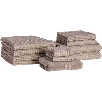 Beliani Handt&uuml;cher 11er Set AREORA Baumwolle Taupe