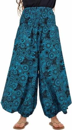Fantazia Sarwel Pantacourt Femme Effet Jupe Ceinture Elastique Kaleidoscope - Taille S au XXXL Noir imprimé Bleu