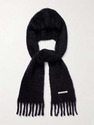 Acne Studios &Eacute;charpe &Agrave; Capuche En Mohair Et Laine M&eacute;lang&eacute;s &Agrave; Franges - Noir