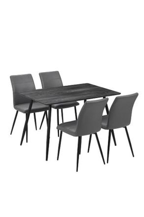 MID.YOU Mid.you Tischgruppe, Grau, Schwarz, Metall, Textil, rechteckig, konisch, Esszimmer, Tische, Esstische