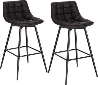 Woltu Lot de 2 Tabouret de Bar Design Chaise Haute pour Bar Bistro si&egrave;ge en Similicuir avec Repose-Pieds Cadre en m&eacute;tal,Anthracite
