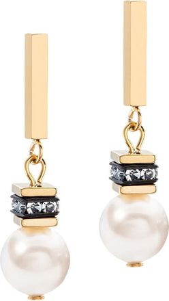 Coeur de Lion Ohrringe - GeoCUBE Iconic Pearl Mix Ohrringe - Gr. unisize - in Wei&szlig; - f&uuml;r Damen