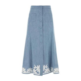 Valentino Garavani Chambray Midirock - - Skirts - Damen - Blau - S