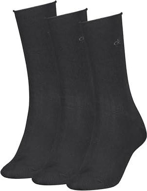 Calvin Klein Rolltop Classic Sock, Noir, 35-38 (Lot de 3) Femmes