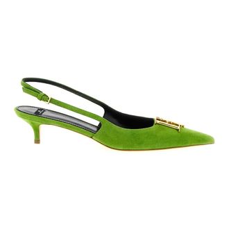 Elisabetta Franchi Femme, Chaussures, Vert, Taille: 38 EU Escarpins Slingbacks en Daim &agrave; Bout Pointu