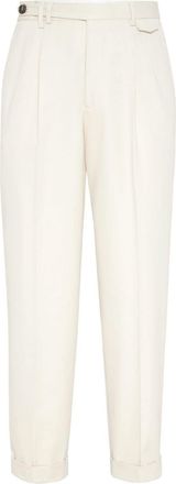 Brunello Cucinelli Tapered-Hose mit Bügelfalten - Weiß