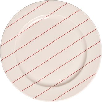 DESIGN LETTERS Pyjamas Teller | Porzellan Geschirr mit Roten Streifen | Ideal als Pastateller, Fr&uuml;hst&uuml;cksteller, Dessertteller, Servierteller | Teller Wei&szlig; Sp&uuml;lmasch